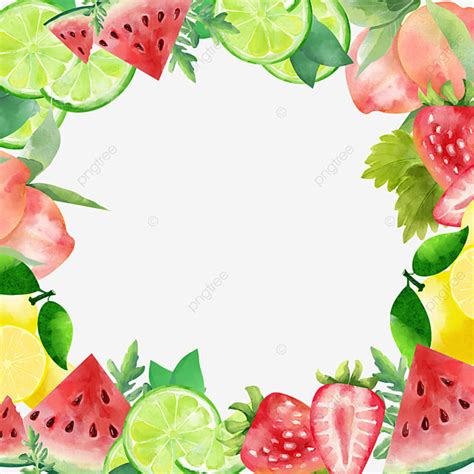 수 박 레몬 과일 일러스트 수채화 테두리 레몬 수박 딸기 Png 일러스트 및 Psd 이미지 무료 다운로드 Pngtree