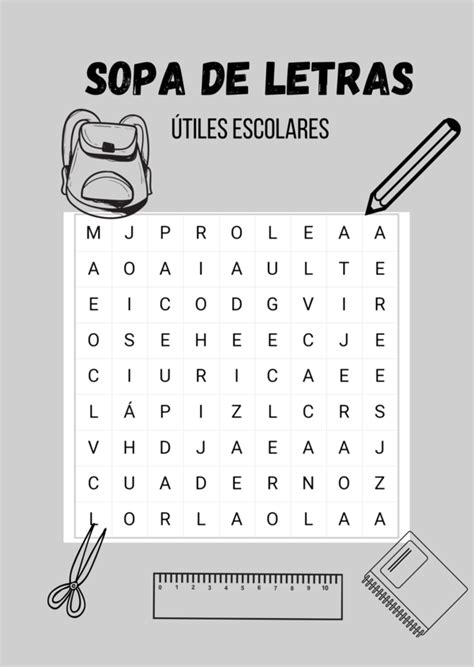 Sopa De Letras Útiles Escolares Profesocial