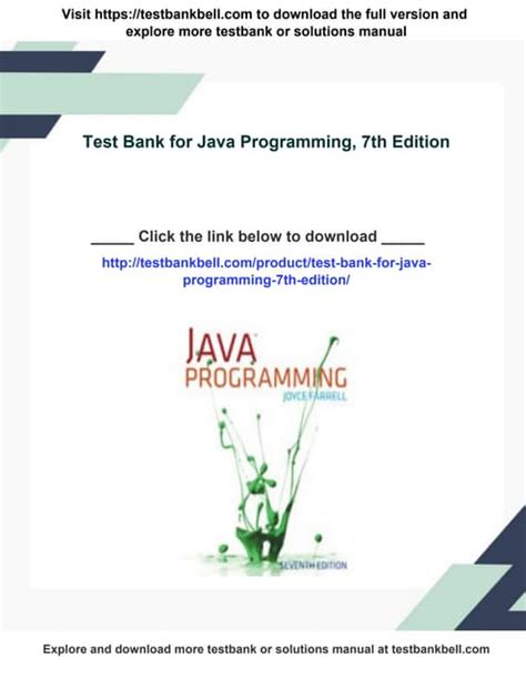 Test Bank For Java Programming 7th Edition Pdf