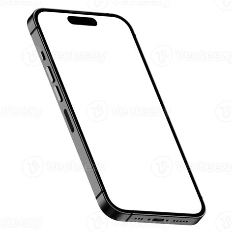 Isometric Style Photo Of Black Smartphone Similar To Iphone Without Background Template For