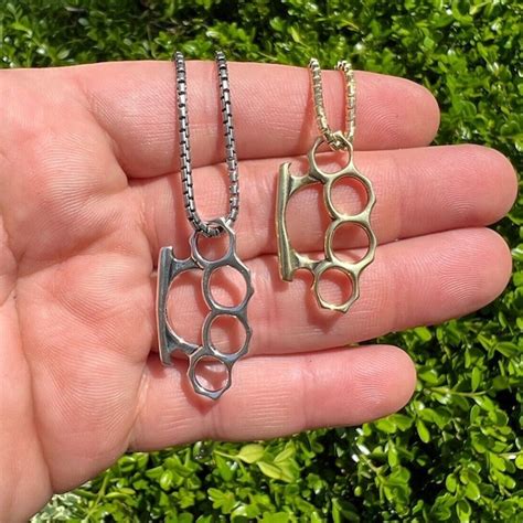 Brass Knuckles Necklace Etsy