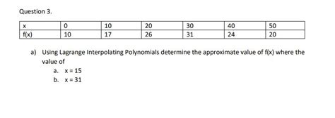 solved question 3 [1] a using lagrange interpolating