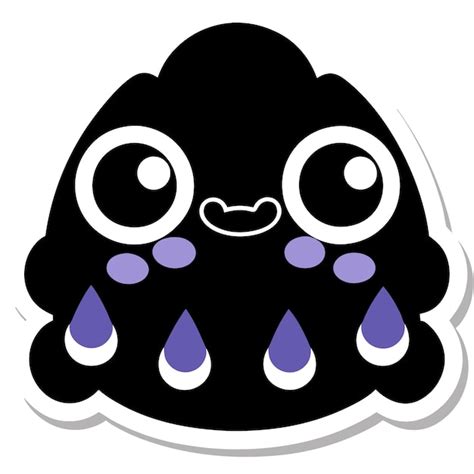 Cute Black Blob Character With Large Eyes And Purple Drops Premium AI Generated Vector