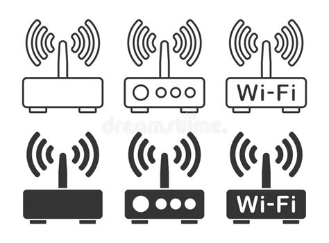 Wifi Router Icon Symbol Shape Set Wlan Modem Sign Logo Silhouette Adsl Dsl Network Internet