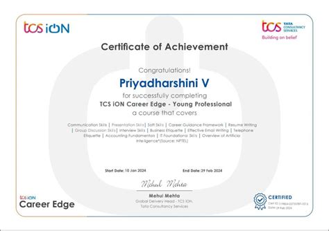 Priyadharshini V On Linkedin Tcsion Youngprofessional