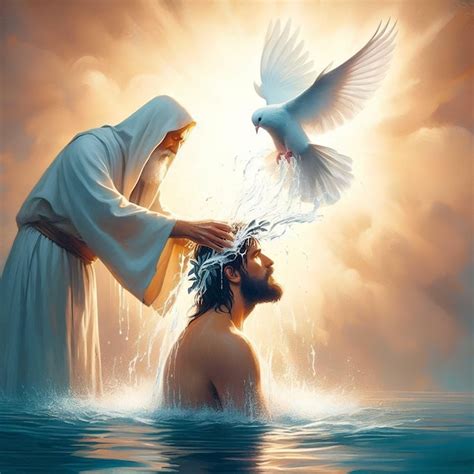 Premium Photo Jesus Receiving Being Blessed By The Holy Spirit During