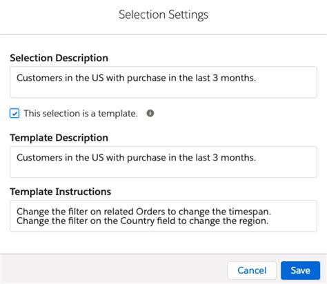 Can I Set My Selection As A Template Deselect