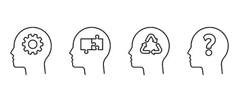 머리 벡터 아이콘 세트의 아이디어 창조적 또는 두뇌 활동 상징 브레인스토밍 로고 개념에 대한 스톡 벡터 아트 및 기타 이미지 개념 계획 과학 Istock
