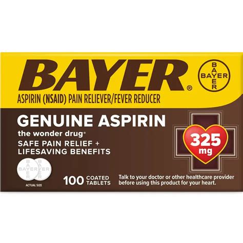 Genuine Bayer Aspirin Pain Reliever Fever Reducer 325mg Tablets