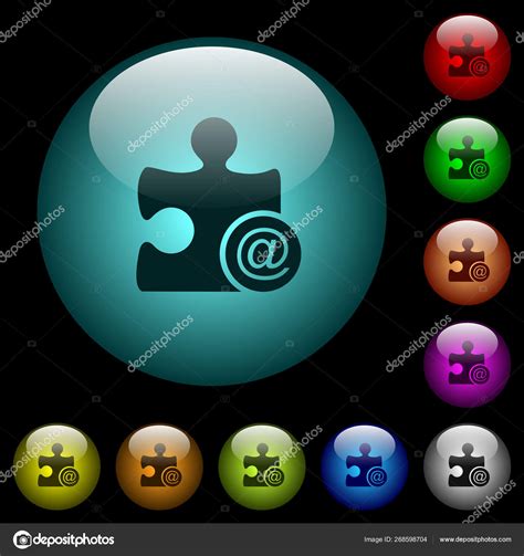 Email Plugin Icons In Color Illuminated Glass Buttons Stock Vector By