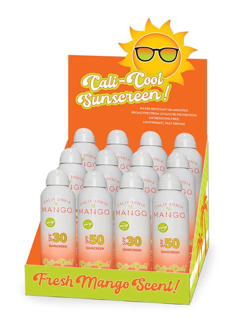 Cali Cool Sunscreen Spf 30 And Spf 50 Display California Mango