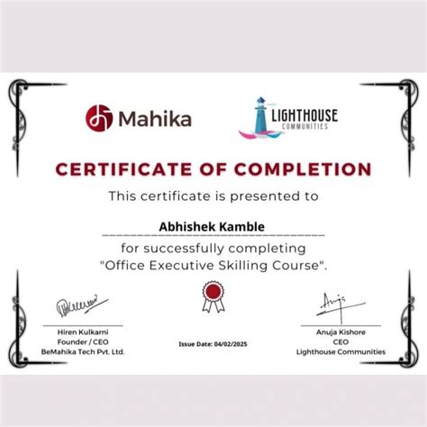 Certifiedprofessional Officeexecutive Newbeginnings Abhishek Kamble