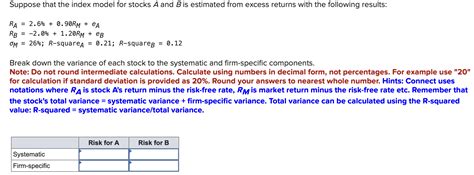 Solved Suppose That The Index Model For Stocks A And B ﻿is