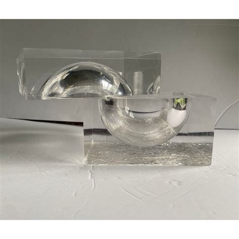 1970s Italian Lucite Cube Object Holder With Sphere Inside Chairish