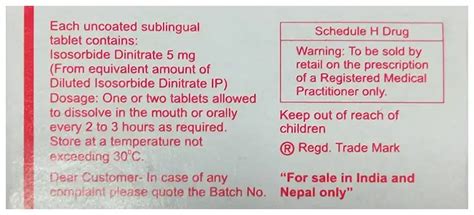 Isordil Isosorbide Dinitrate Sublingul Tablet Silk Pharmacy