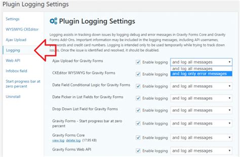 How To Enable Gravity Forms Logging It Support Guides