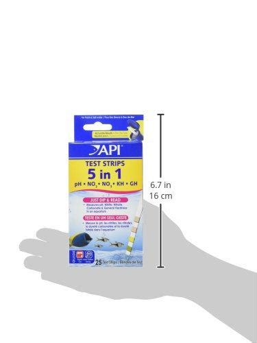 API 5 In 1 Aquarium Test Strips 25 Count Box For Freshwater And Saltwater Water Testing Kit