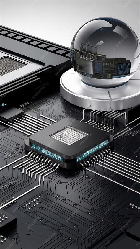 Circuit Board System Chip With Core Processor Spherical Computer Motherboard With Cpu Isolated
