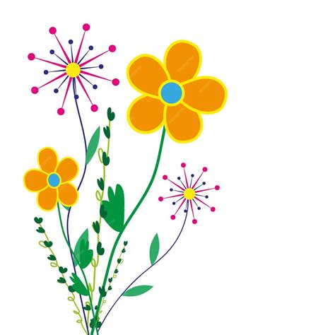 Premium Vector Bouquet Of Vector Flowers Isolated On White Background