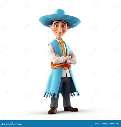 Argentinian 3d Cartoon Male Character Generative Ai Stock Illustration