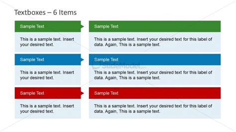 textbox slide design for powerpoint with 6 items slidemodel