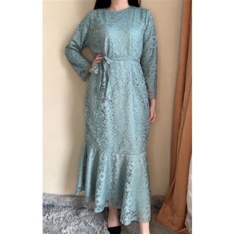 Jual K237b Busana Muslim Lebaran Long Dress Kondangan Pesta Wanita Model Duyung Premium Full