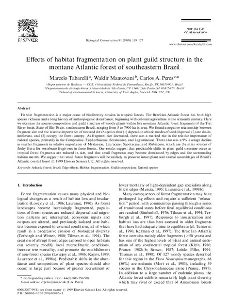 Pdf Effects Of Habitat Fragmentation On Plant Guild Structure In The Montane Atlantic Forest