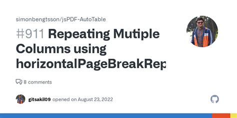 Repeating Mutiple Columns Using Horizontalpagebreakrepeat · Issue 911