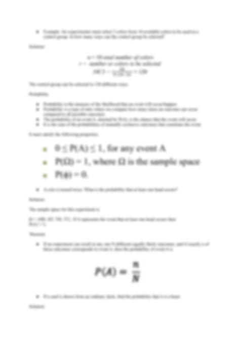 SOLUTION Introduction To Statistics And Probability Notes Studypool