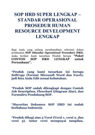 Contoh SOP HRD Lengkap PDF