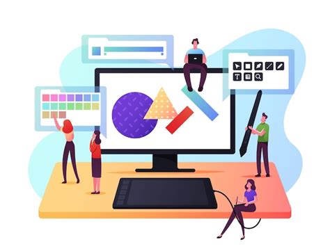 그래픽 디자이너 직장 프리미엄 벡터