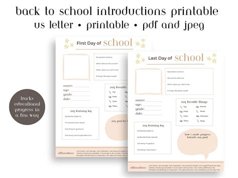 Classroom Introductions Printable Back To School Printable And Questionnaire First Day Of
