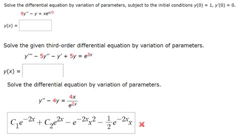 solved solve the differential equation by variation of
