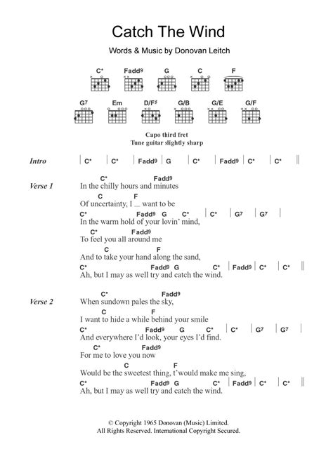Catch The Wind By Donovan Guitar Chordslyrics Guitar Instructor