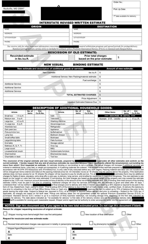 What Is Revised Written Estimate Zip Moving And Storage