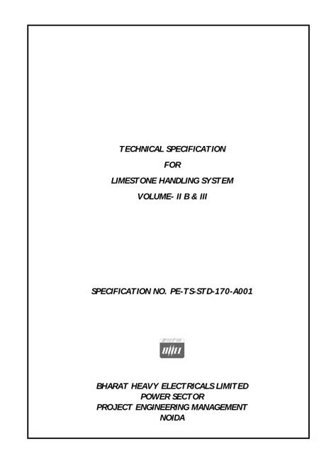 Pdf Technical Specification For Limestone Handling System
