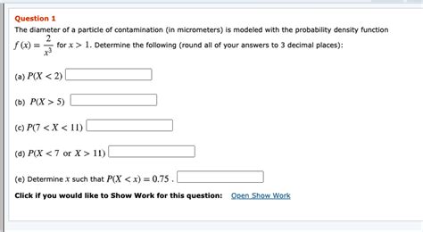 Solved Question The Diameter Of A Particle Of Chegg Com