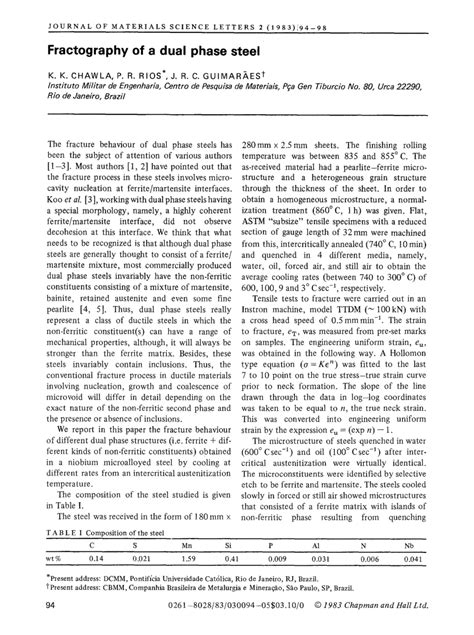 Pdf Fractography Of A Dual Phase Steel