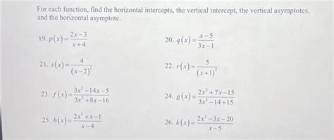 solved for each function find the horizontal intercepts