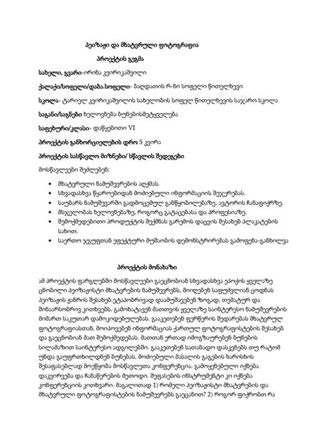 პროექტის გეგმა Pdf