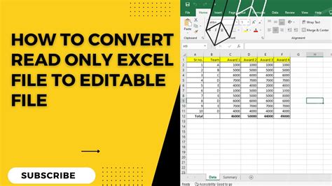 How To Convert A Read Only Excel File To A Editable File Youtube