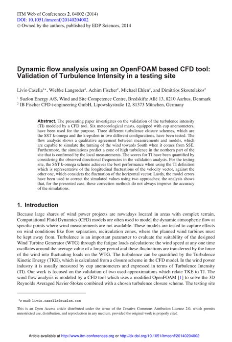 Pdf Dynamic Flow Analysis Using An Openfoam Based Cfd Tool