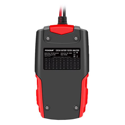 Foxsur 자동차 배터리 테스터 12v ~ 24v 자동차 Vrla 젤 Agm Efb Std 배터리 Edc Cca Iec