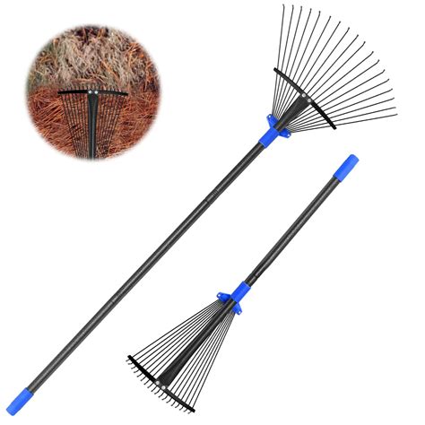 Aeaskiey Leaf Rake For Lawns Heavy Duty Garden Rakes Long Handle With