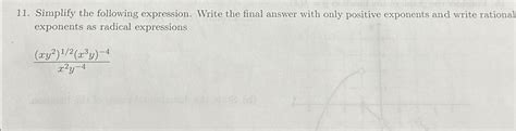 solved simplify the following expression write the final