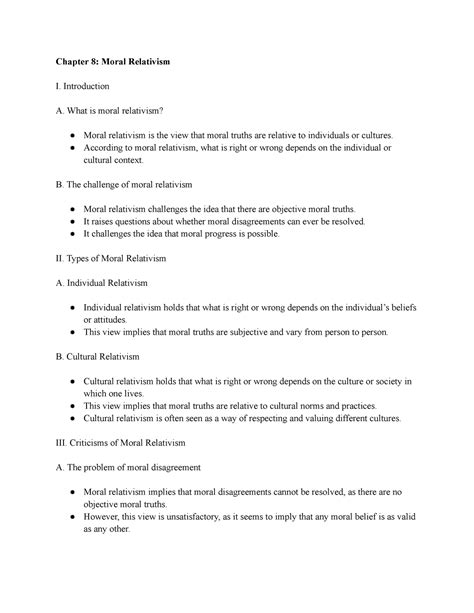 PHIL Ch PHIL Notes For Chapter Chapter Moral Relativism I Introduction A