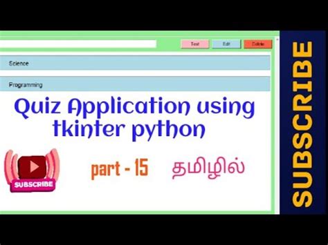 Delete A Question In Quiz Application In Tkinter Python In Tamil Quiz