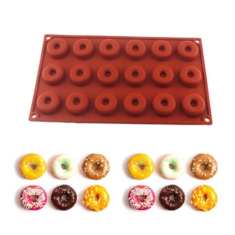 Tambra1 18 Cavity Silicone Mini Donuts Molde Biscoito De Chocolate Bolo De Moldes Do Queque