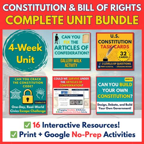 Us Constitution Unit Parts Of The Constitution Preamble 7 Articles Amendments