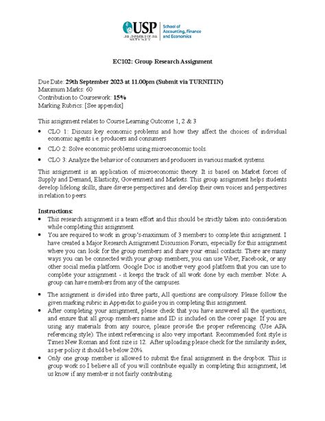 Ec102 Group Research Assignment Rubric Ec102 Group Research